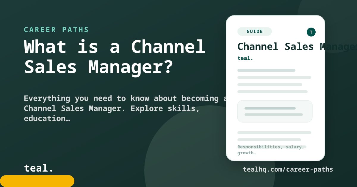 What is a Channel Sales Manager? - Career Insights | Teal