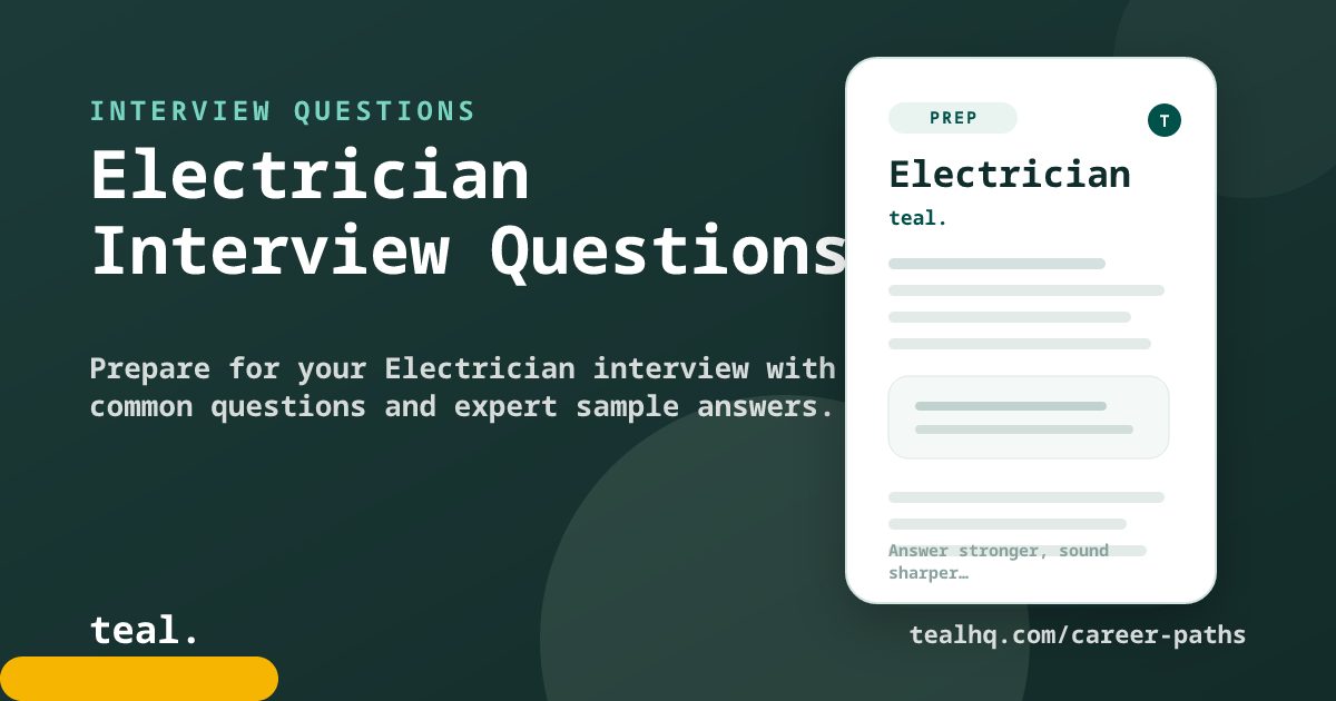 Electrician Interview Questions & Answers | Teal