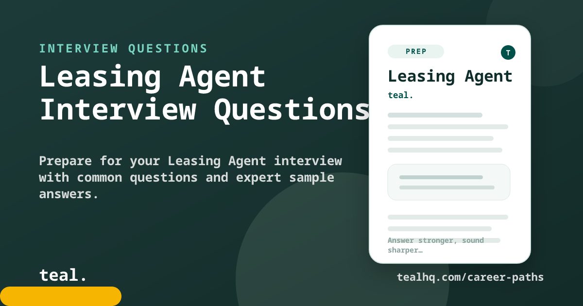 Leasing Agent Interview Questions & Answers | Teal