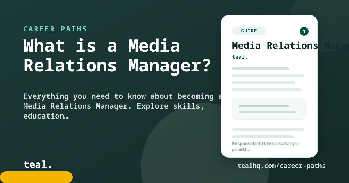 What is a Media Relations Manager? - Career Insights | Teal