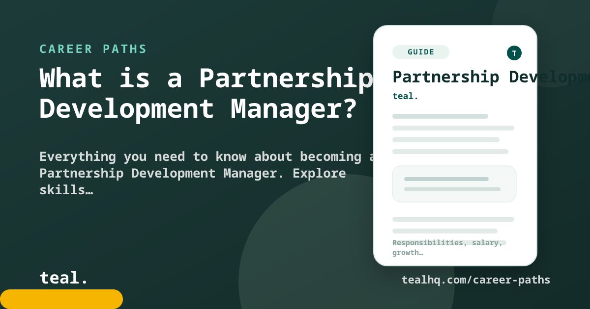 What is a Partnership Development Manager? - Career Insights | Teal