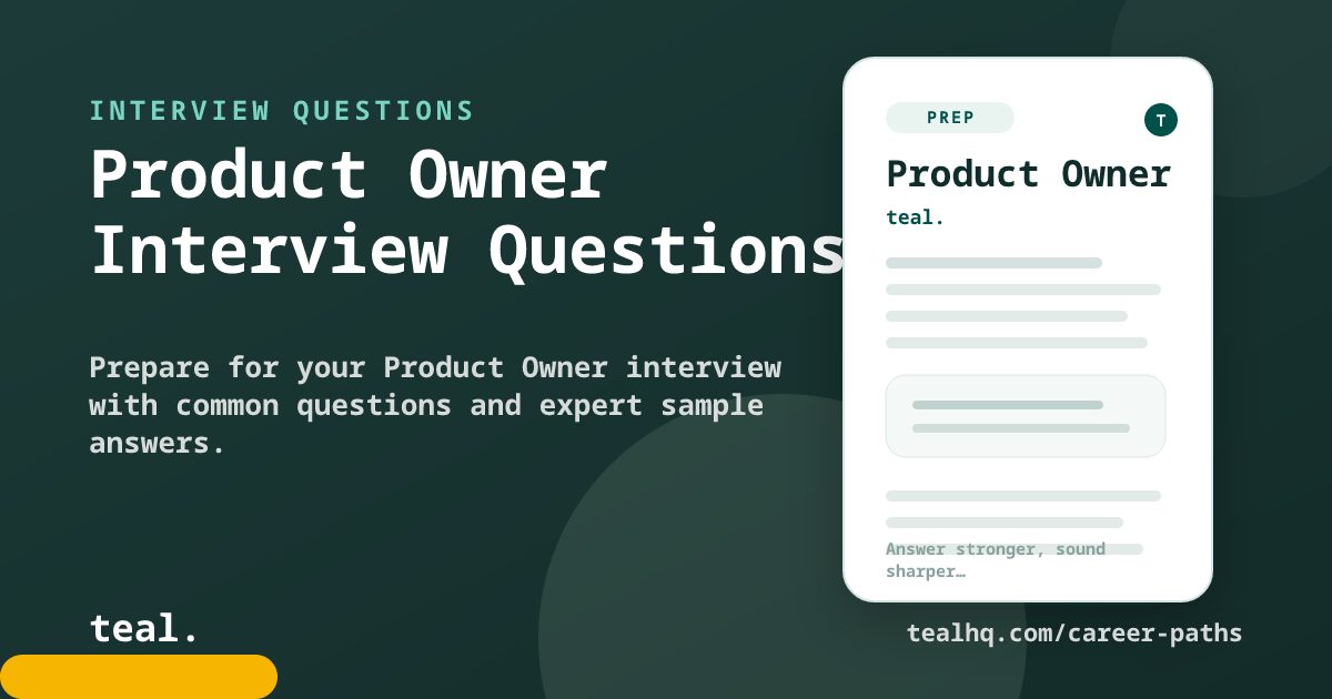 Product Owner Interview Questions & Answers | Teal