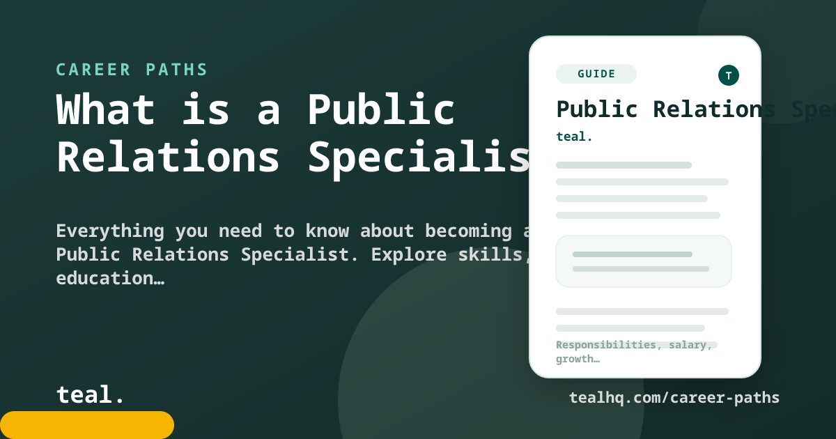 What is a Public Relations Specialist? - Career Insights | Teal