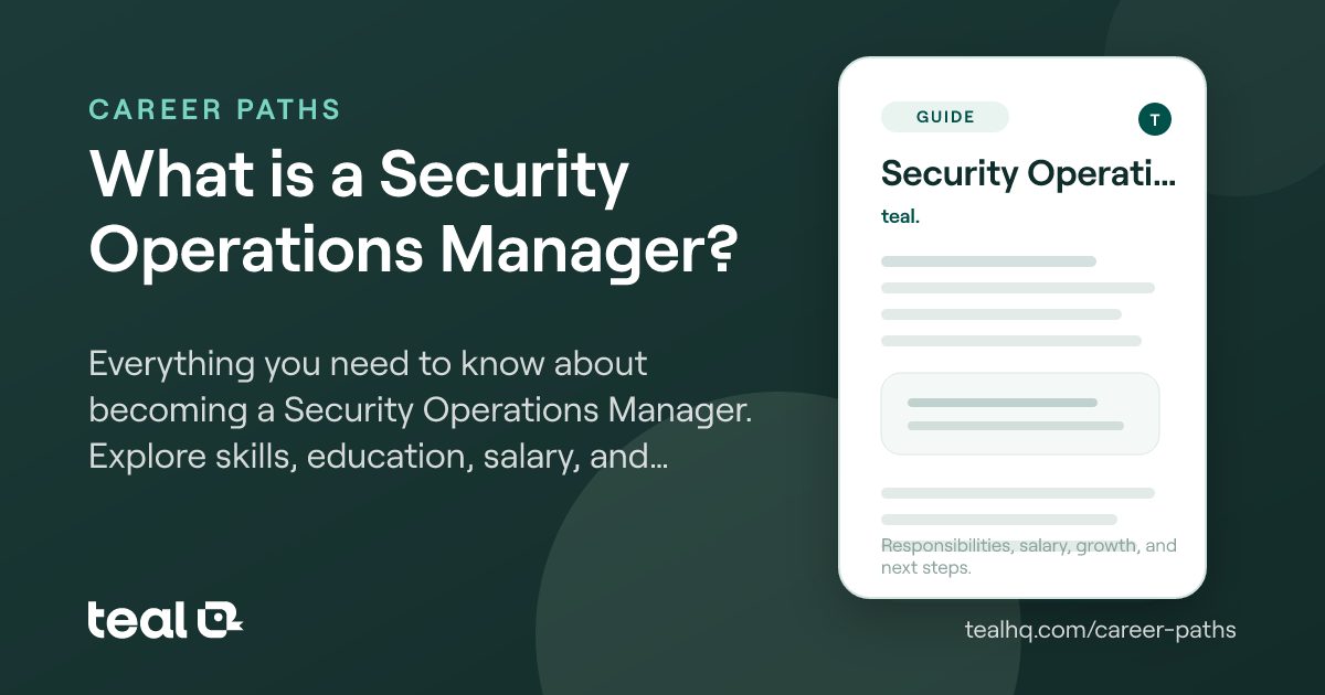 What is a Security Operations Manager? - Career Insights | Teal