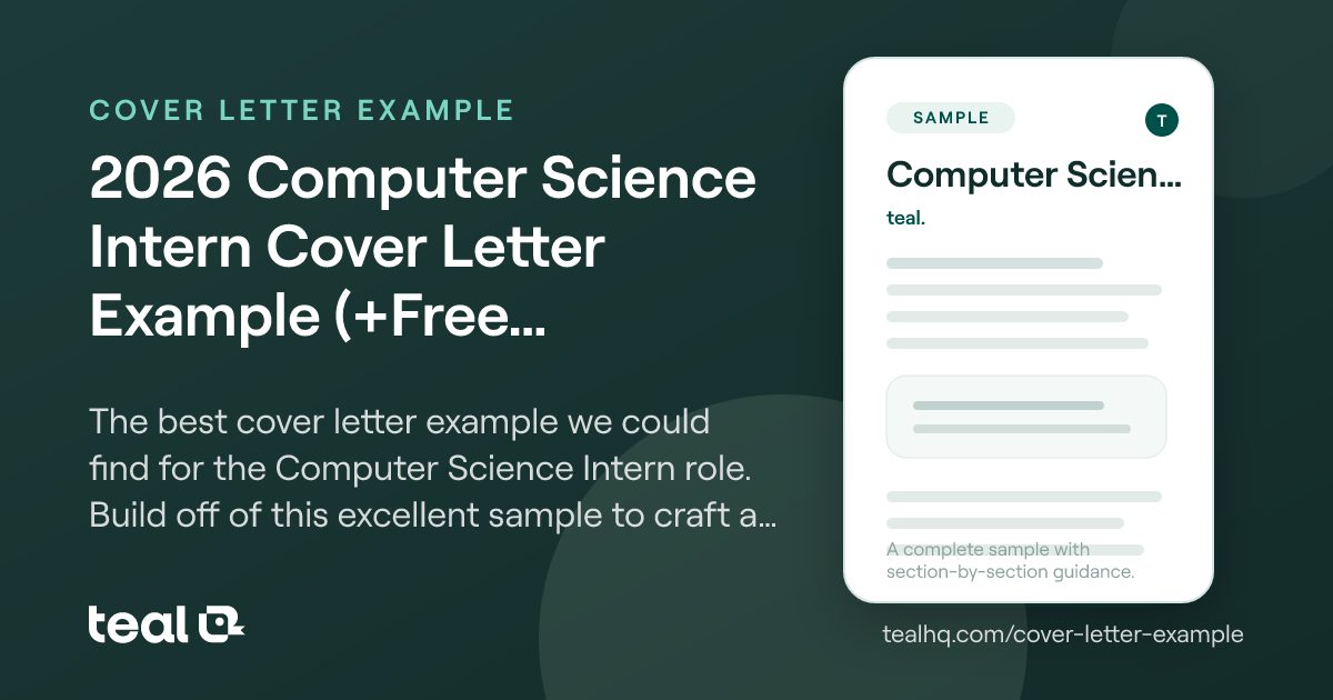 2025 Computer Science Intern Cover Letter Example (+Free Template)