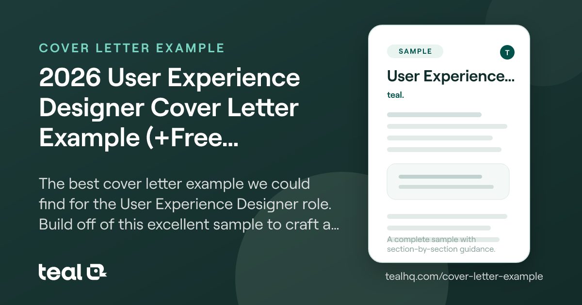 2025 User Experience Designer Cover Letter Example (+Free Template)