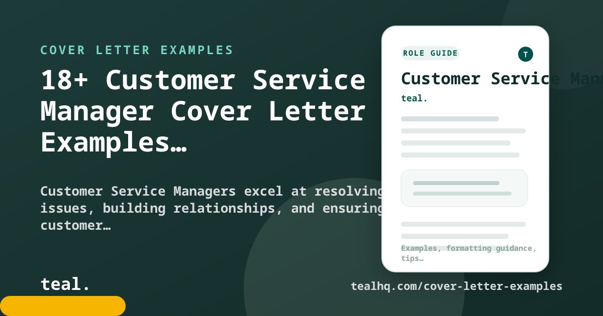 18+ Customer Service Manager Cover Letter Examples (with In-Depth Guidance)
