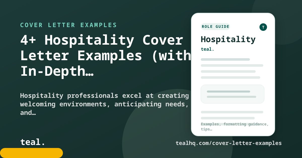 4+ Hospitality Cover Letter Examples (with In-Depth Guidance)