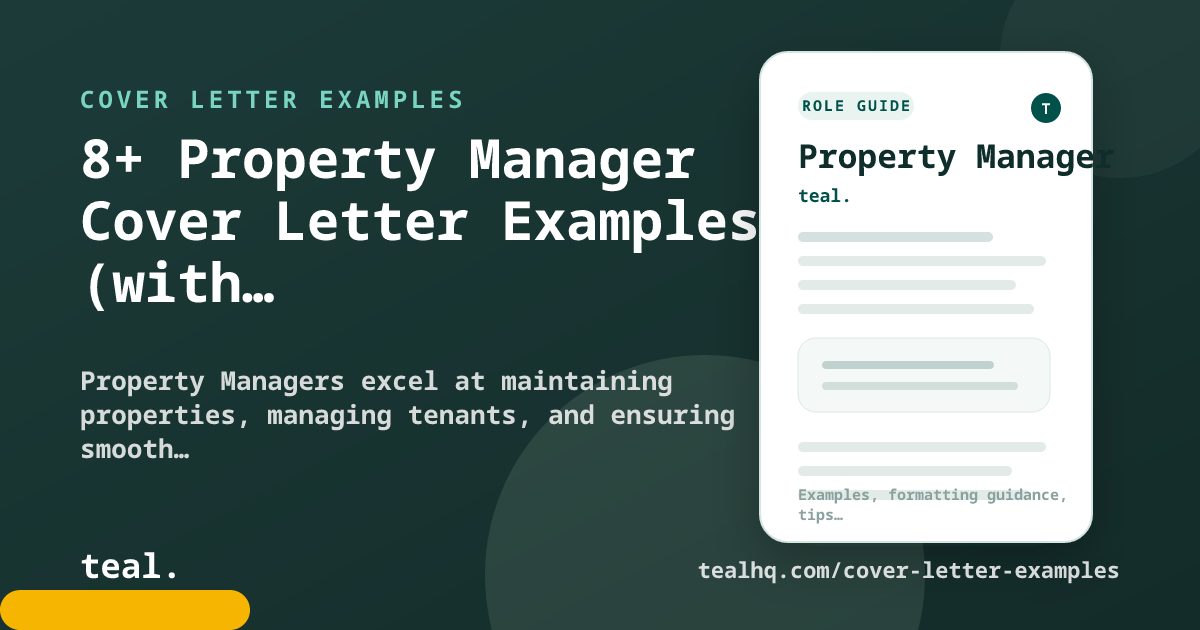 8+ Property Manager Cover Letter Examples (with In-Depth Guidance)